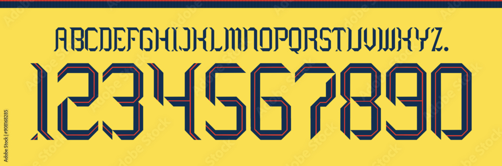 font vector team 2024 - 2025 kit sport style. football style font with ...