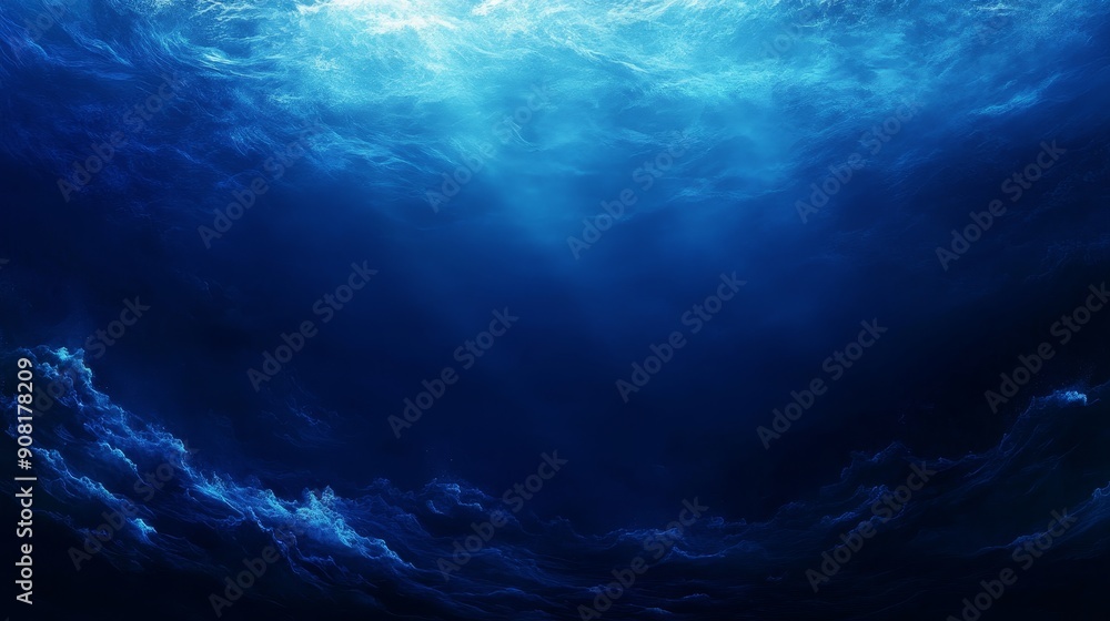 Deep Blue Ocean Background with Sunlight - This image captures the ...