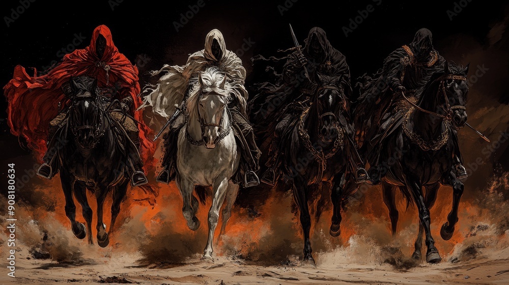 Four Horsemen of the Apocalypse - Fantasy Art Illustration - Four ...