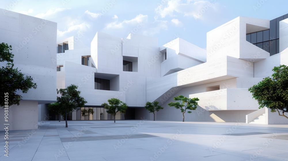 Deconstructivist architecture, fragmented forms, focus on ...