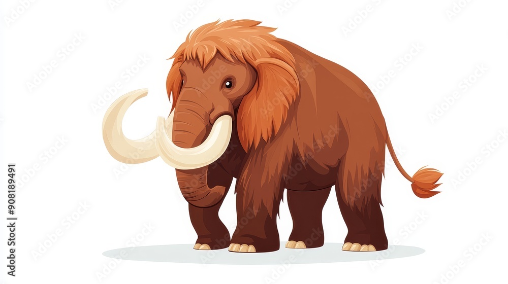 Woolly Mammoth Illustration: Prehistoric Giant with Long Tusks - A ...