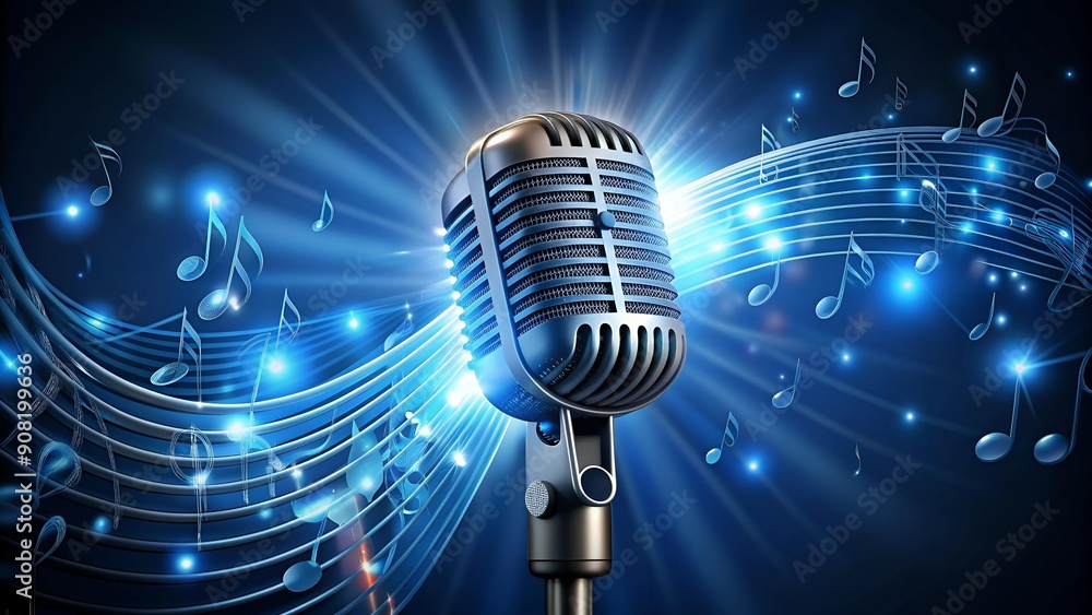 3d microphone with music note is symbol denoting a musical sound. mic ...