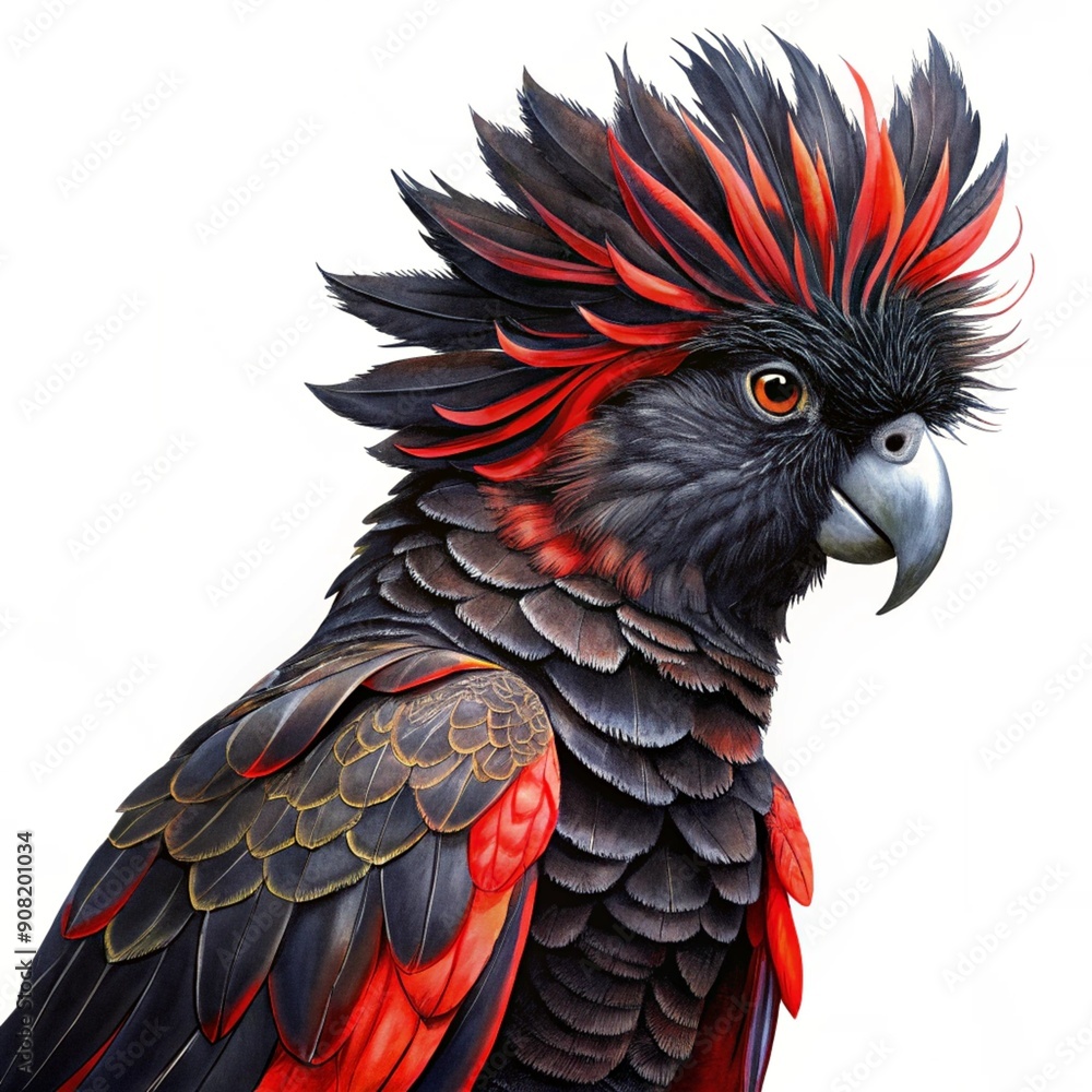 Rare Red-tailed Black Cockatoo (Calyptorhynchus banksii) female in ...