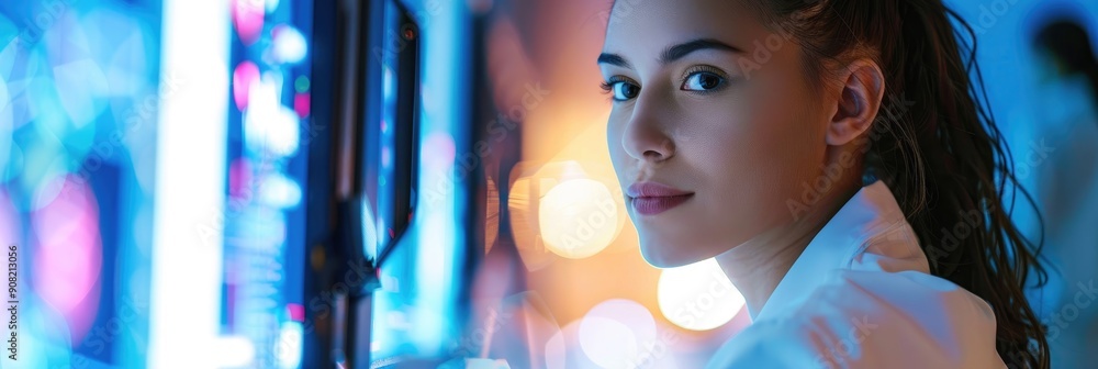 Female Software Developer Focused on Collaborative Industrial Tech ...