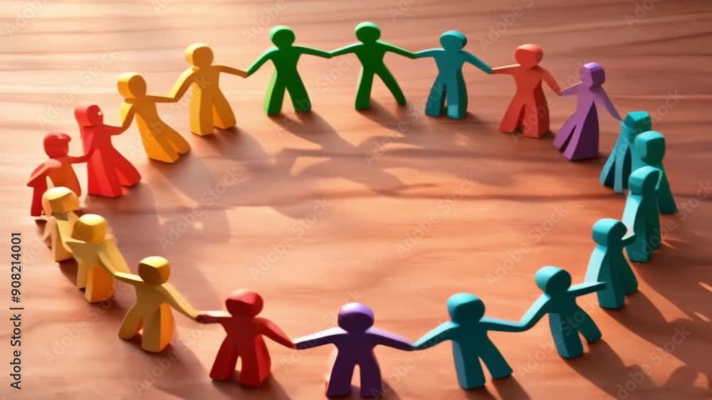 People circle, diversity, friendship, teamwork. Circle of paper people ...