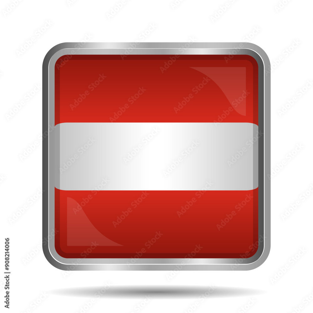 Austrian Flag 3D Glossy Vector Illustration, Rectangular or Square ...