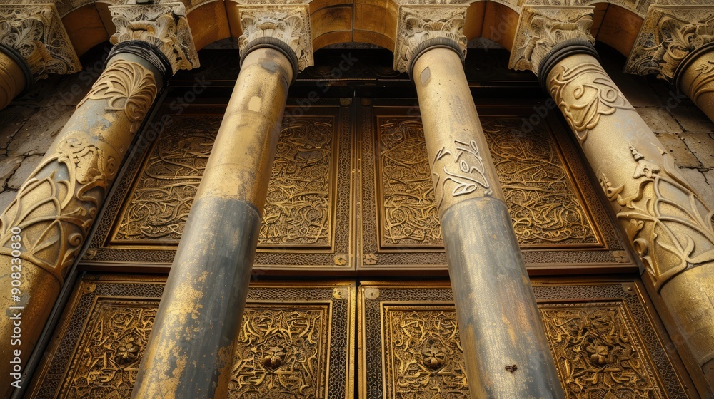 Jerusalem Gates. Architectural Arab Building with Golden Columns and ...
