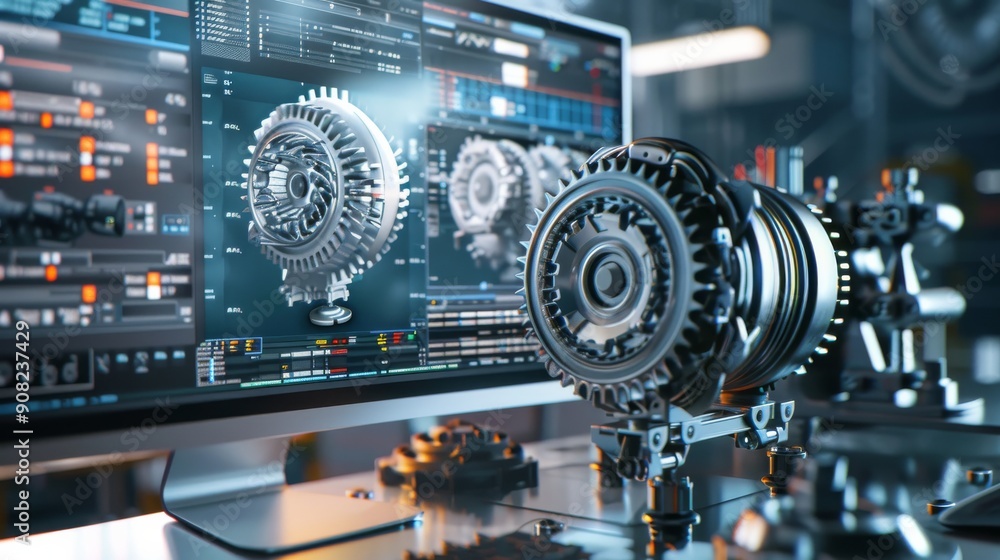 Engineering designer design 3D CAD software program Industrial engine ...