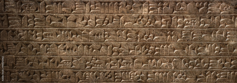 Ancient cuneiform Sumerian text. Historical background on the theme of ...