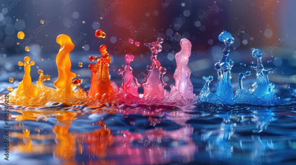 High-definition photo of paint droplets dispersing in water, focusing ...