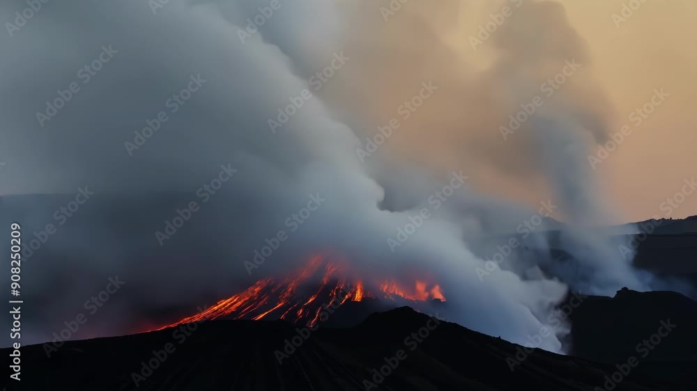 The air thick with acrid volcanic smoke making it difficult to breathe ...