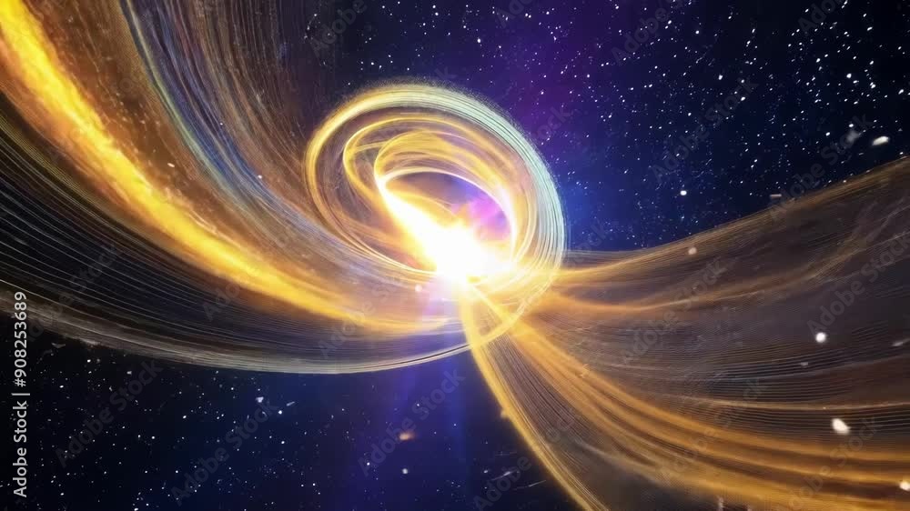 A hypnotic dance of light and darkness as cosmic threads intertwine and ...