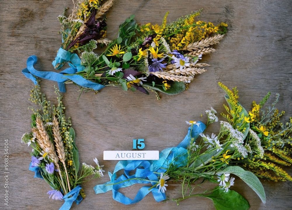 Herbs and flowers for sacred bouquets, August 15th calendar date on ...