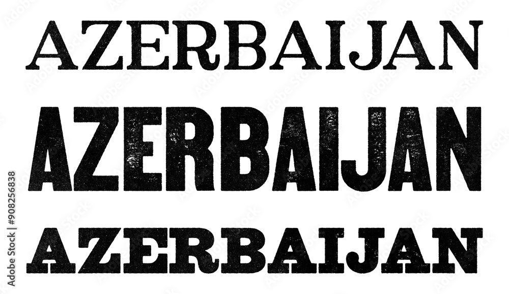 Azerbaijan country name written in distressed vintage serif, sans serif ...