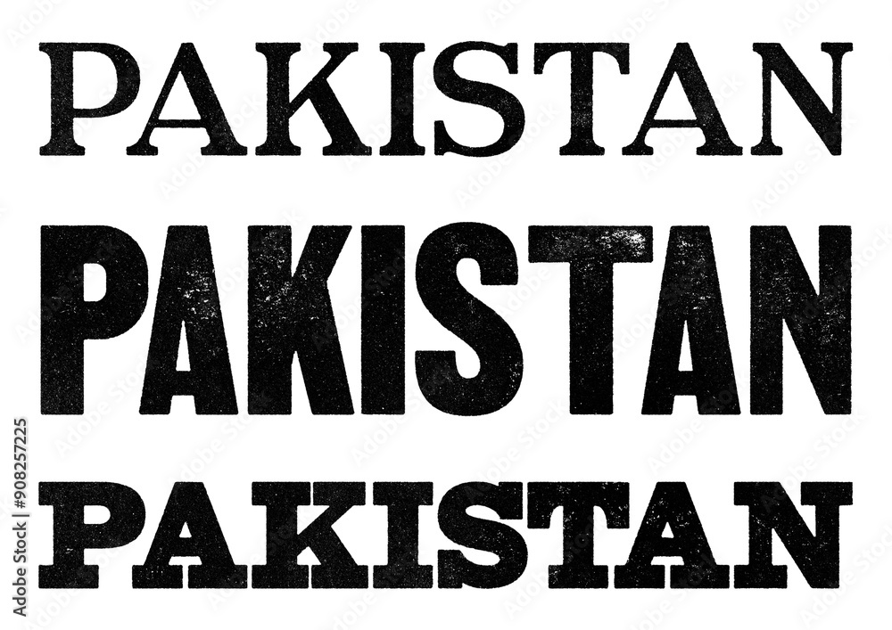 Pakistan country name written in distressed vintage serif, sans serif ...