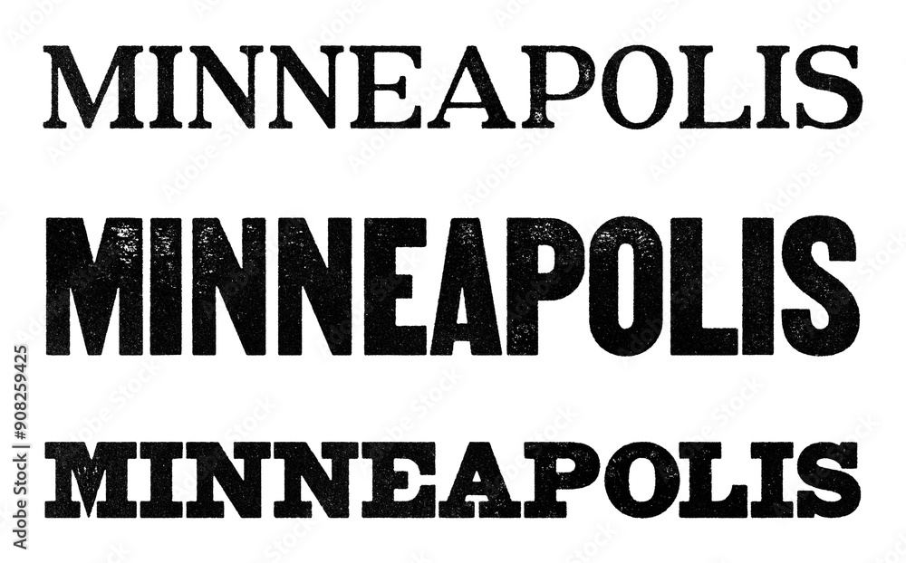 Minneapolis city name written in distressed vintage serif, sans serif ...