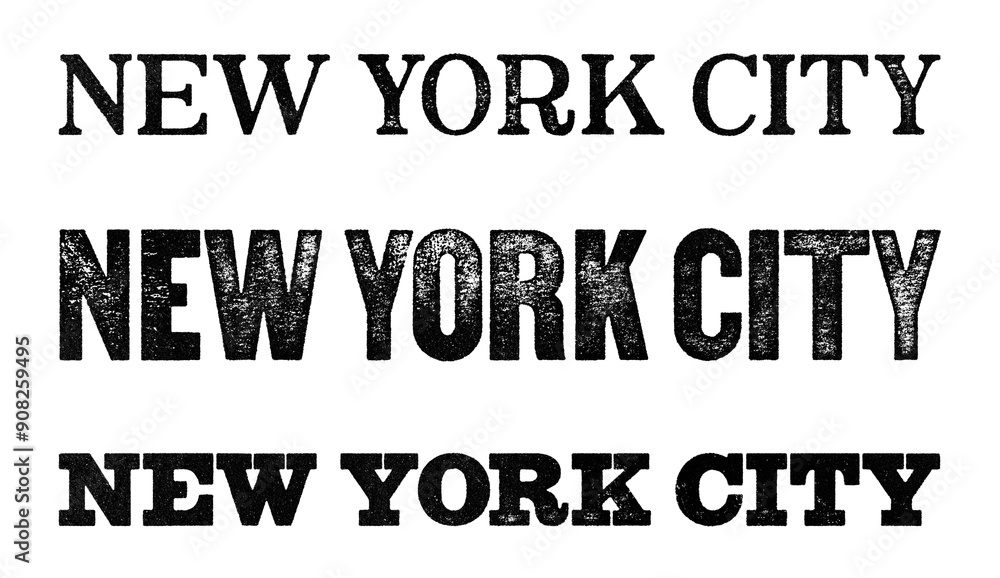 New York City city name written in distressed vintage serif, sans serif ...