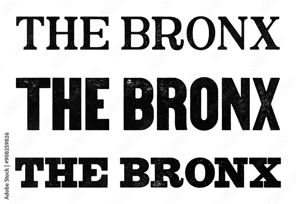 Poster The Bronx borough name written in distressed vintage serif, sans ...