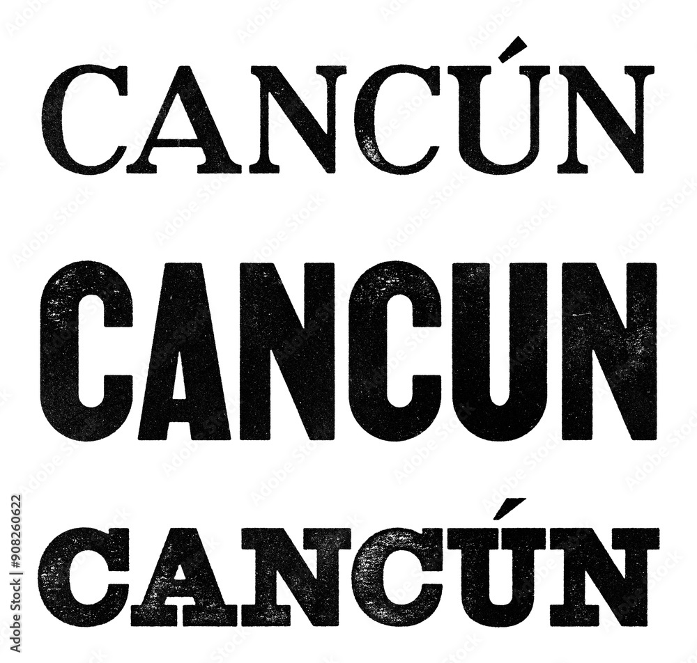Cancún city name written in distressed vintage serif, sans serif and ...