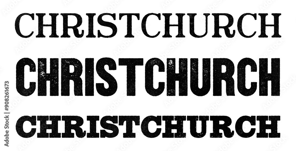 Christchurch city name written in distressed vintage serif, sans serif ...