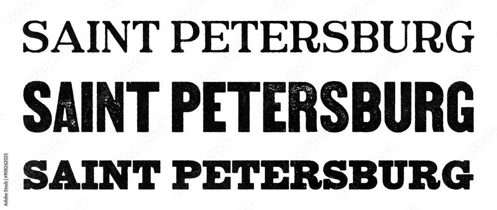 Saint Petersburg city name written in distressed vintage serif, sans ...
