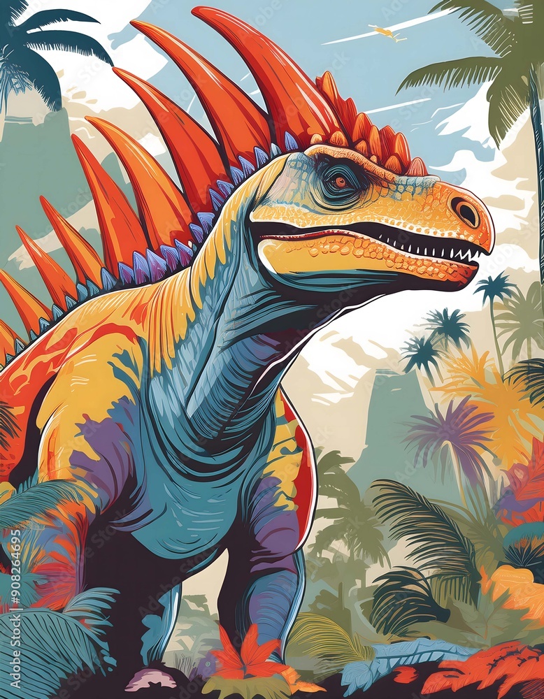 Vector Illustrations of Dinosaurs- Stegosaurus, Brontosaurus ...