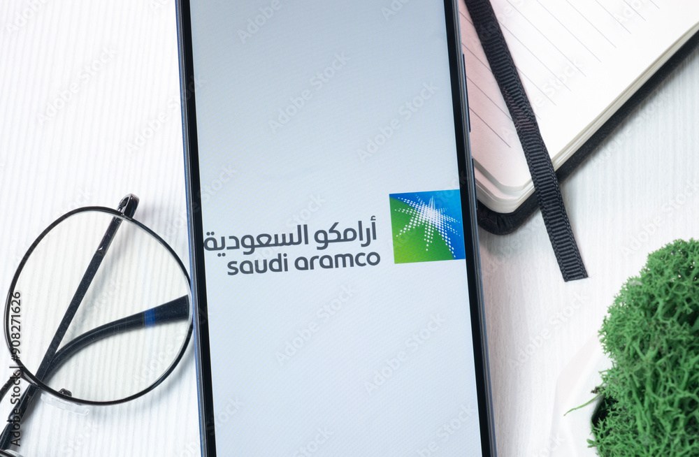 New York, USA - 1 August 2024: Saudi Aramco Logo on Phone Screen ...