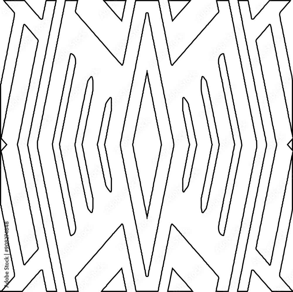 Monochrome ornamental texture with smooth linear shapes, zigzag lines ...