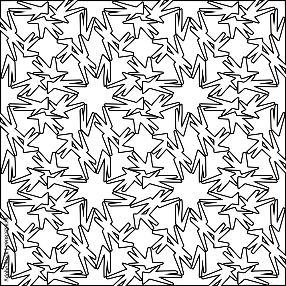 Monochrome ornamental texture with smooth linear shapes, zigzag lines ...