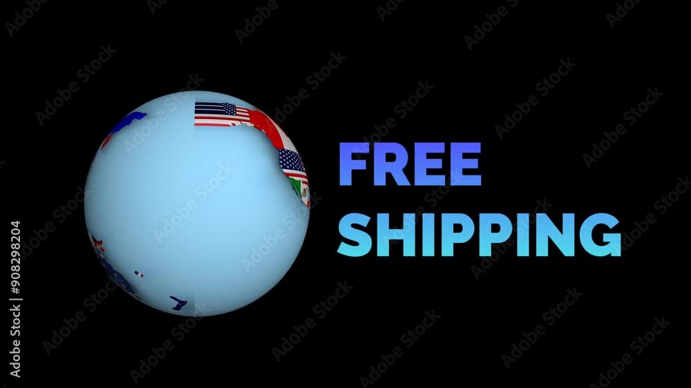 Animated globe map with the flag of each country according to its ...