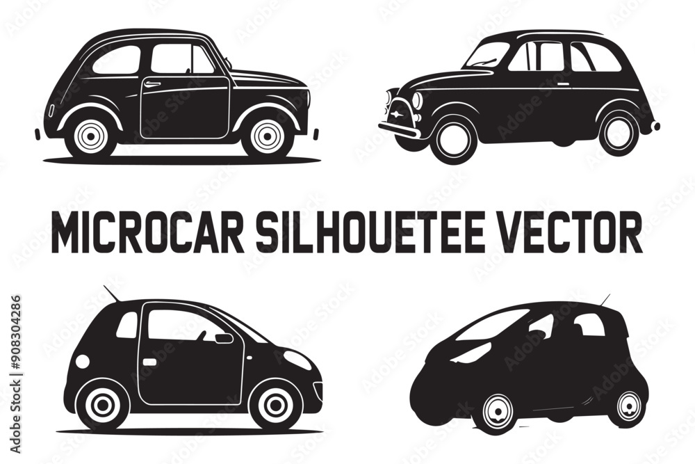 Micro Car Silhouette, Vector Art, White Background, Car Silhouette ...