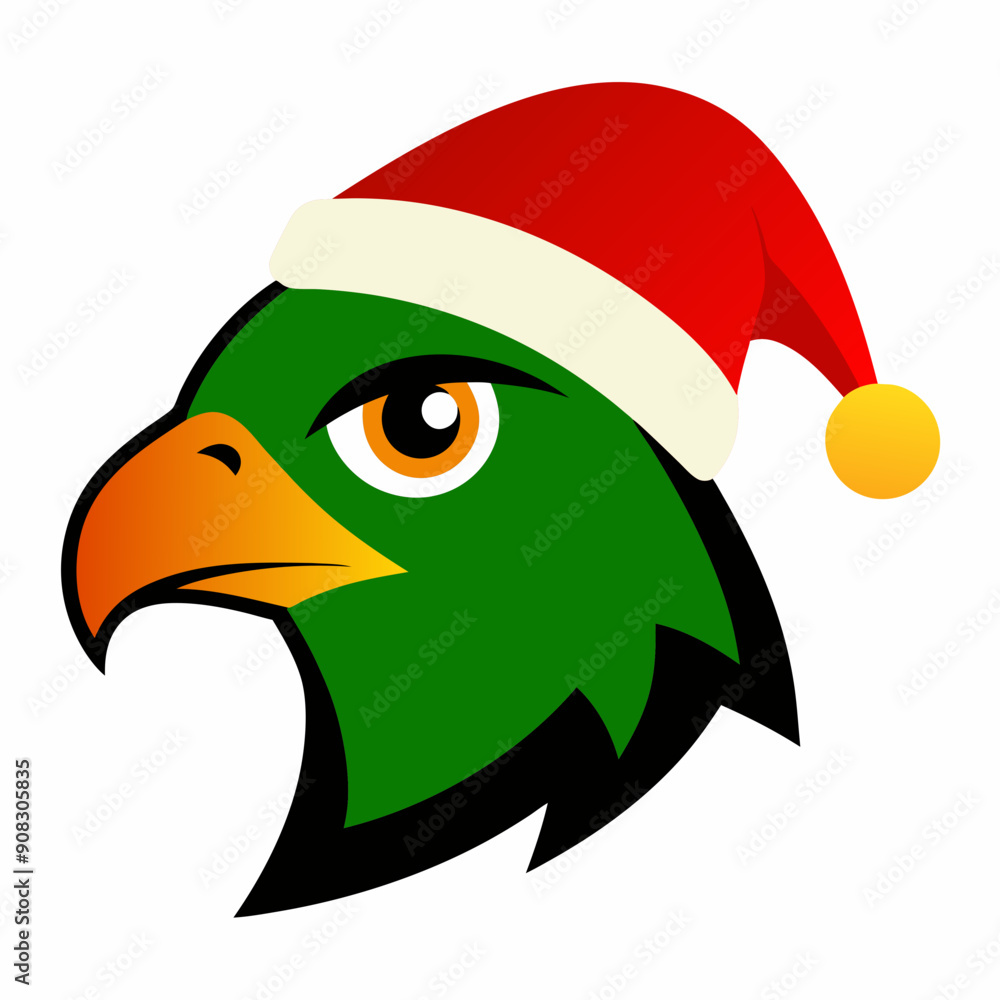 Cute Hawk in Santa Hat Vector Art Collection - Farm, Wild, and Marine ...