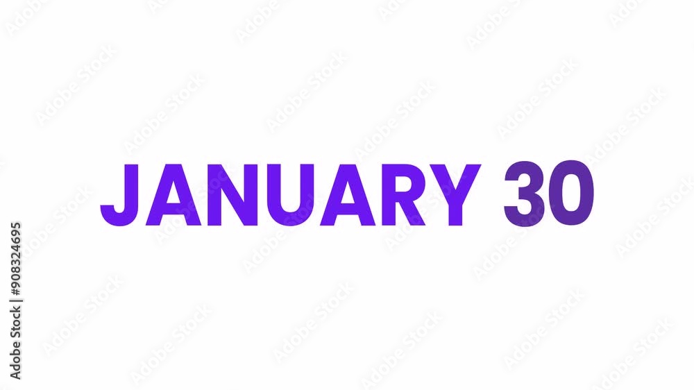 30th January calendar icon animation. Alpha matte with transparent ...