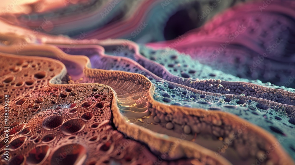Illustrate the detailed structure of human skin cells, highlighting the ...