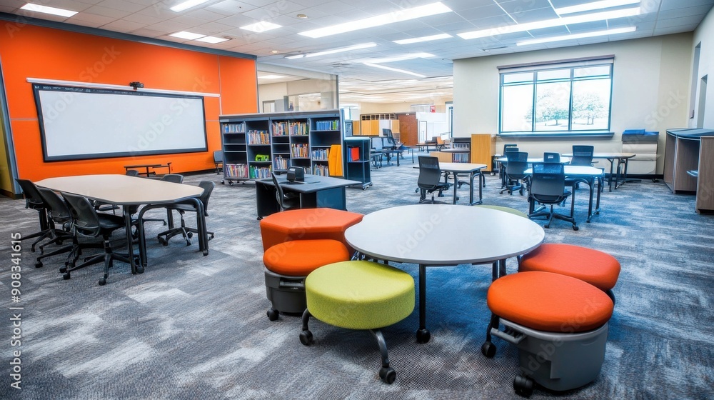 An innovative classroom setup with flexible seating arrangements ...