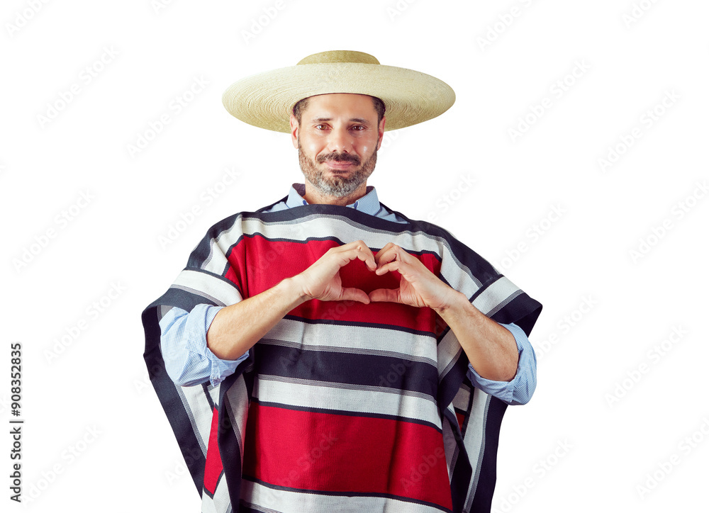 retrato hombre maduro vestido con ropa tradicional huaso chileno ...