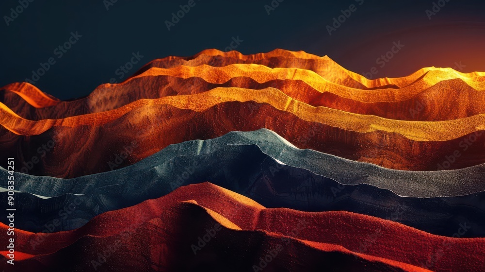 Underground thermal gradient with distinct earth layers, top view ...