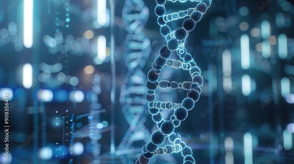 Detailed DNA test results, healthcare kit, side view, precise genetic ...