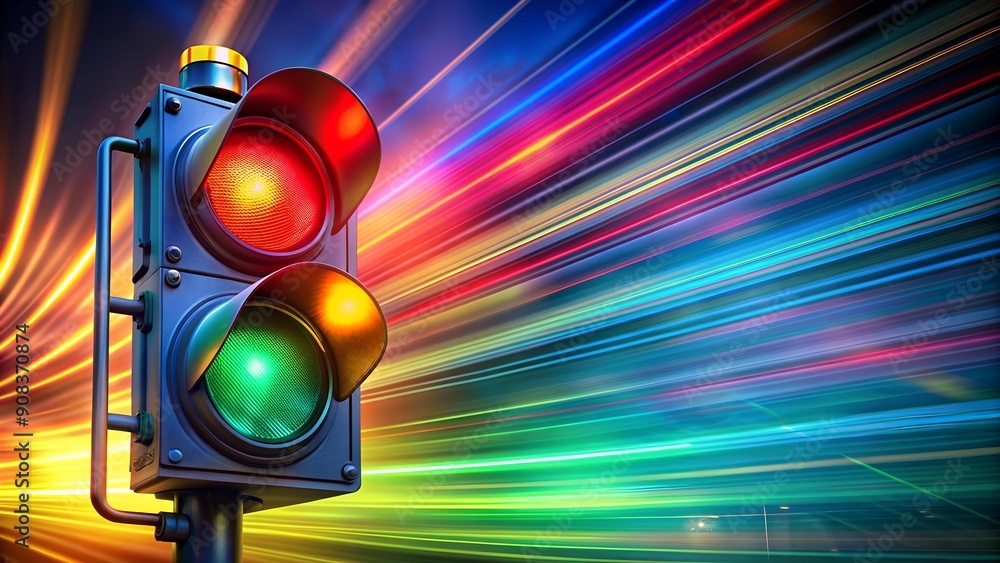 Abstract Traffic Light Symphony: A vibrant, swirling dance of color and ...