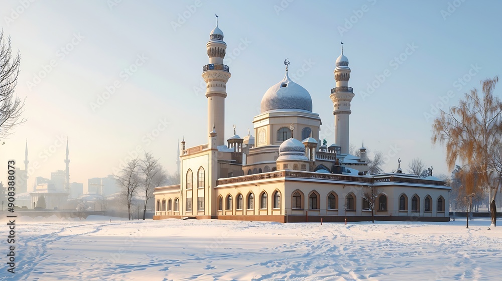 Construction of a mosque during the winter Create a space for worship ...