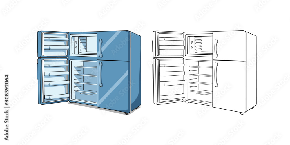 Refrigerator Cartoon Design Illustration vector eps format suitable for ...