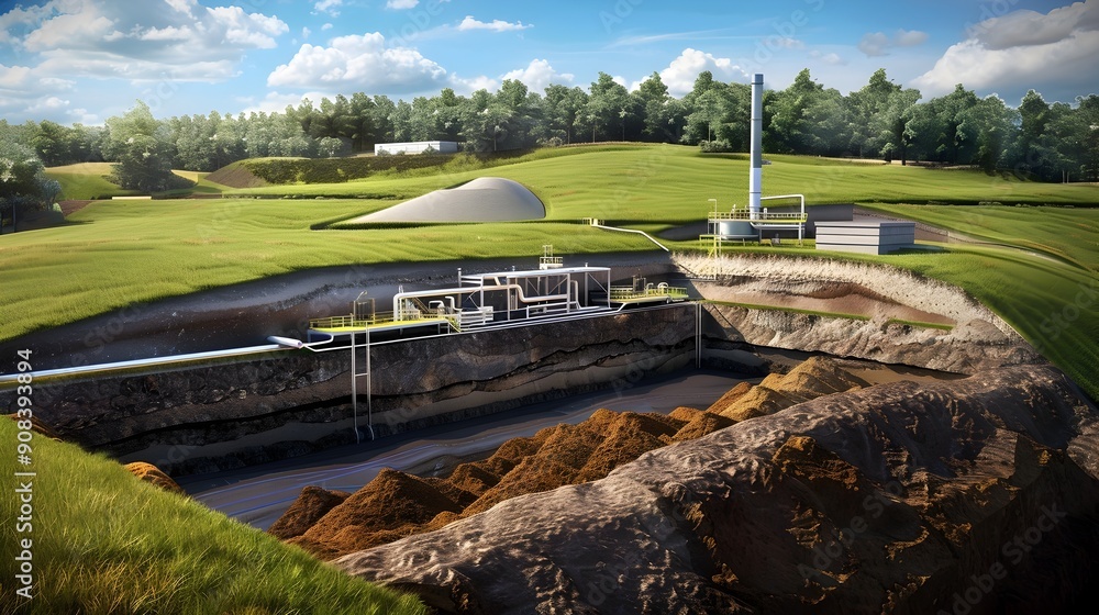Cutaway View Illustrating Landfill Gas Collection System and Layers of ...
