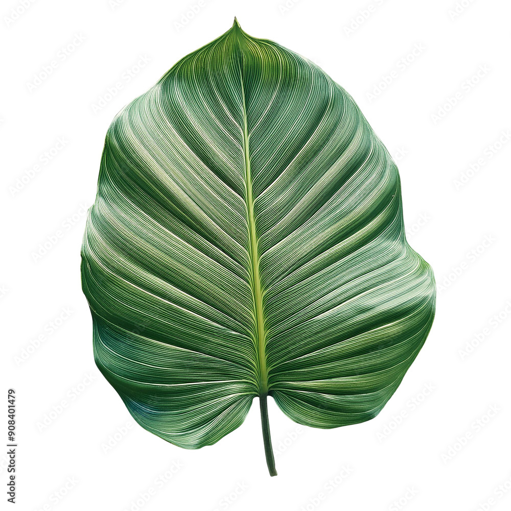 Tropical Leaf Texture: A close-up of a single, vibrant green tropical ...