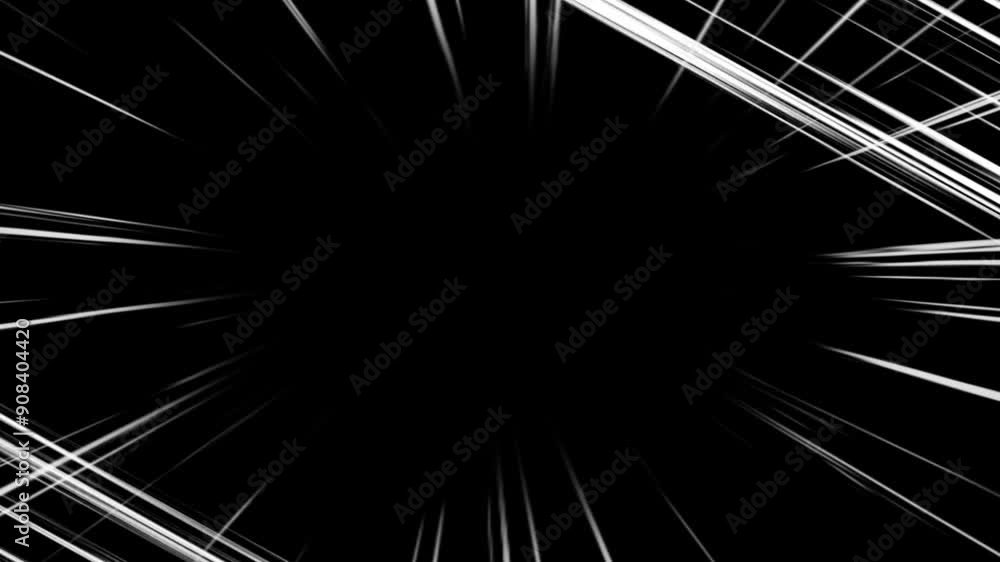 Anime speed line background animation on black. Radial Comic Light ...