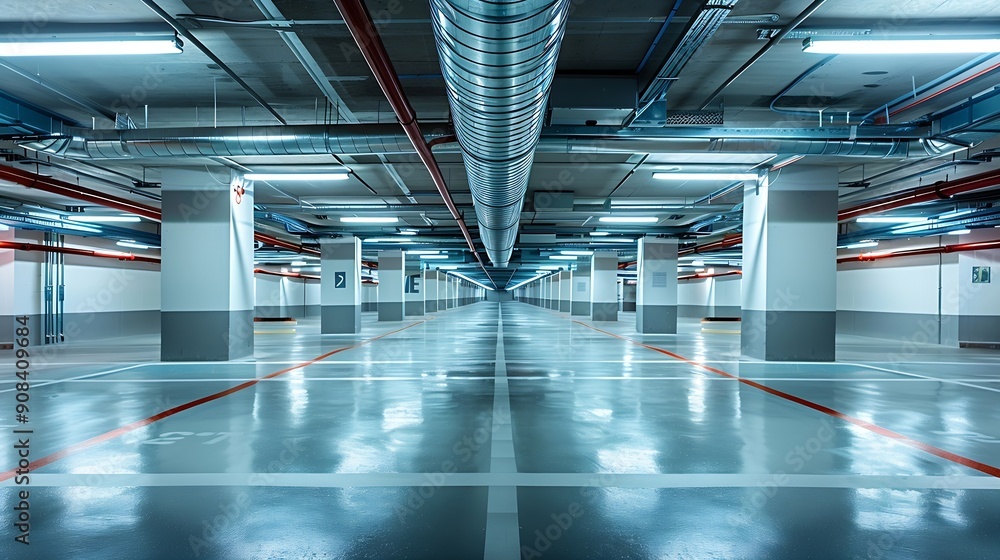 Underground parking of a commercial building with navigation system ...