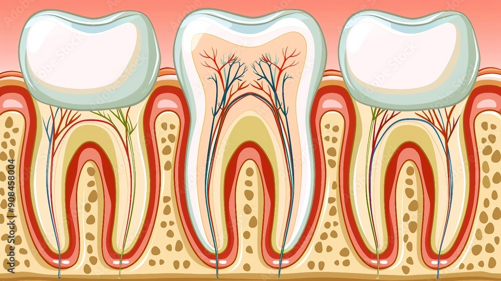 Dental Anatomy Infographic: Detailed Cross Section of Tooth Model with ...