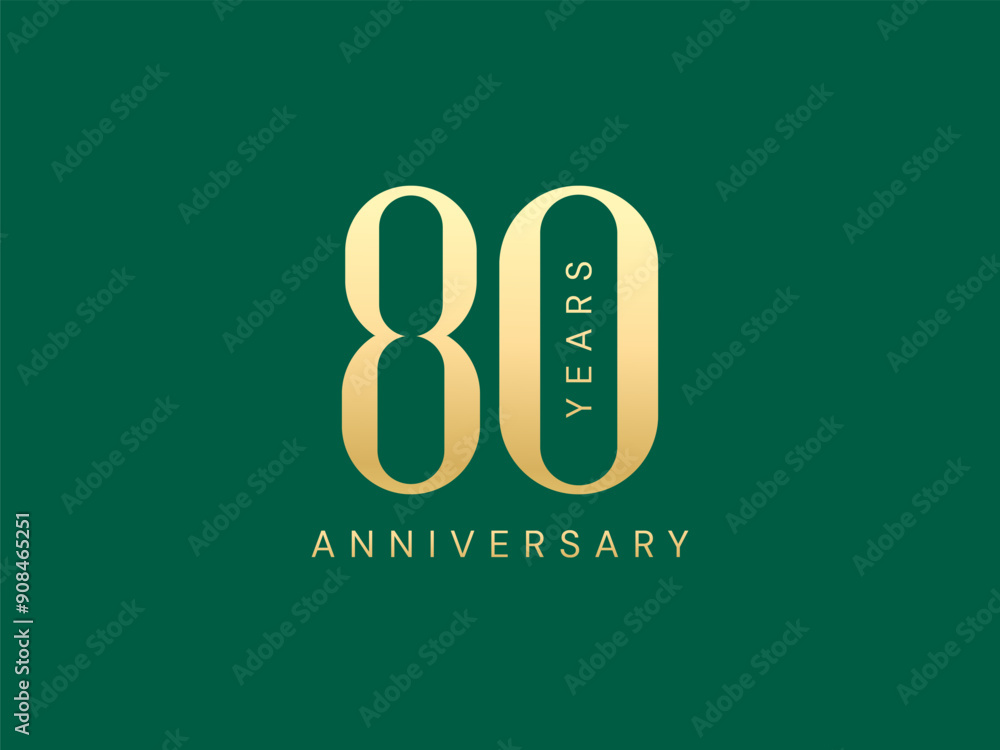 80th Anniversary luxury gold celebration with geometric shapes logo ...