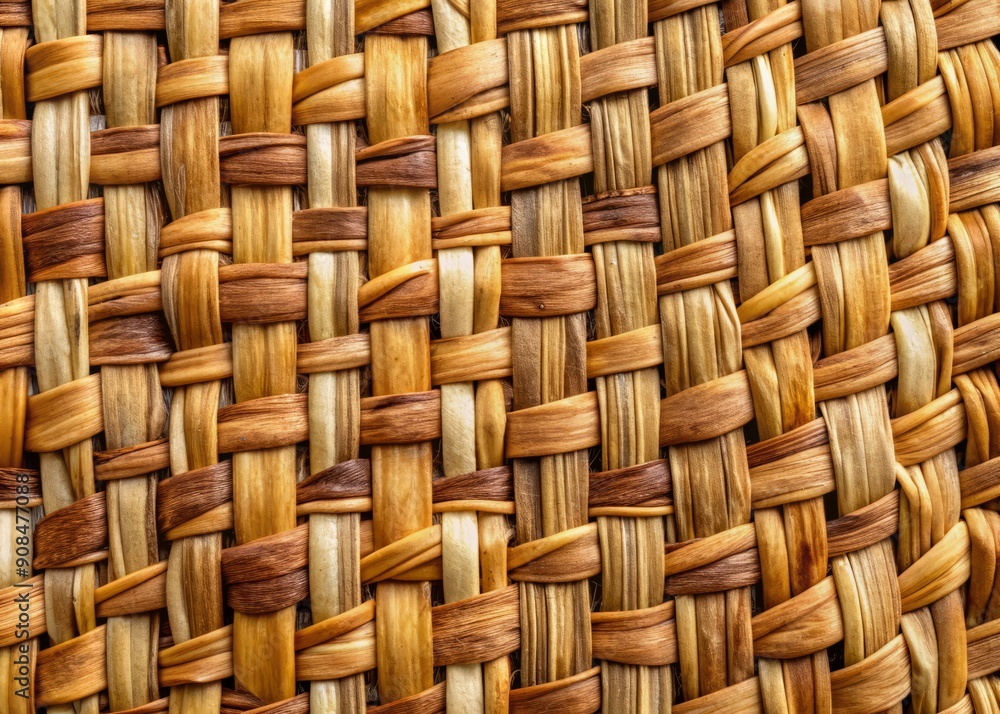 Intricately handwoven reed straw background texture showcases natural ...