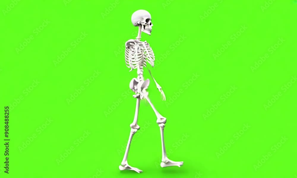 Human skeleton with silhouette steps forward. Walking skeleton ...