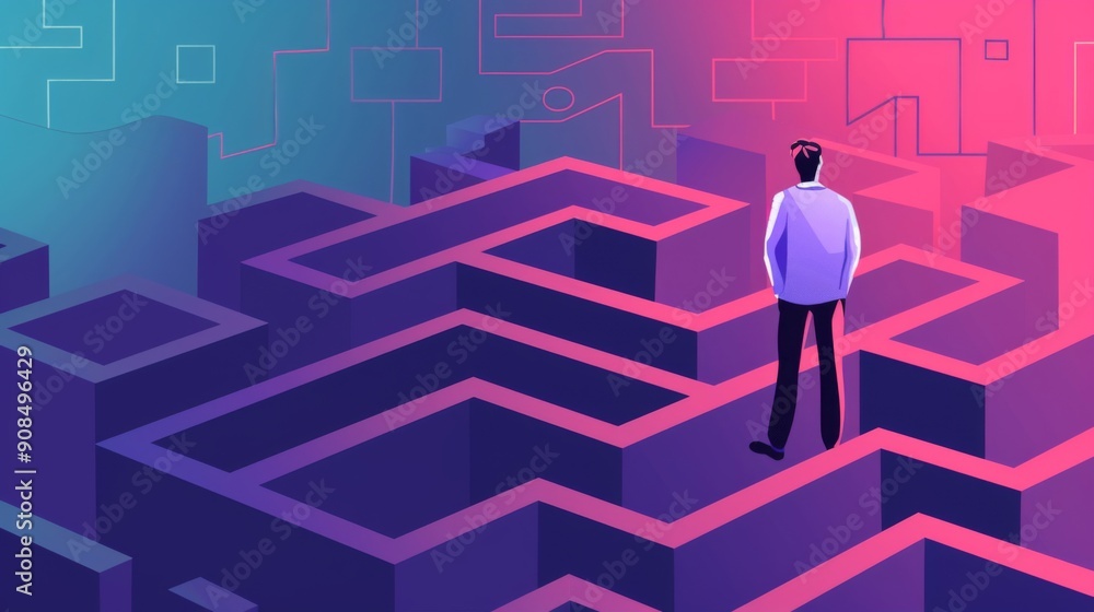 Contemplative Man Facing Maze Entrance - Decision Making and Problem ... Contemplative Man Facing Maze Entrance - Decision Making and Problem ...